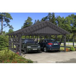 Skan Holz Doppelcarport SKANHOLZ, grau, Carports, "Schwarzwald", mit Dachlattung