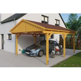 Skan Holz Einzelcarport SKANHOLZ, braun, Carports, "Fichtelberg", mit roten Schindeln