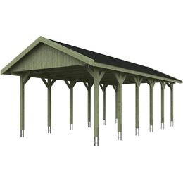 Skan Holz Einzelcarport SKANHOLZ, gr&uuml;n, Carports, "Wallgau", mit schwarzen Dachschindeln