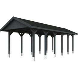 Skan Holz Einzelcarport SKANHOLZ, grau, Carports, "Wallgau", mit schwarzen Dachschindeln