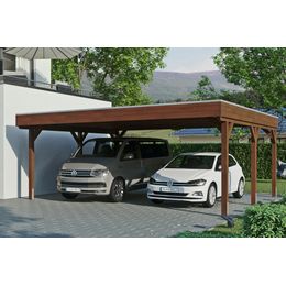 Skan Holz Doppelcarport SKANHOLZ, braun, Carports, "Grunewald", mit Aluminiumdach