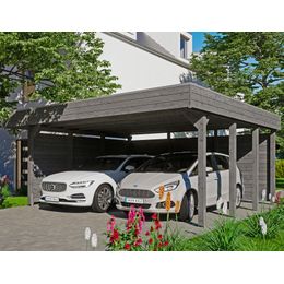 Skan Holz Doppelcarport SKANHOLZ, grau, Carports, "Friesland Set 3"