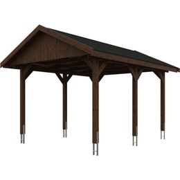 Skan Holz Einzelcarport SKANHOLZ, braun, Carports, "Wallgau", mit schwarzen Dachschindeln