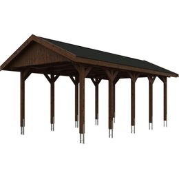 Skan Holz Einzelcarport SKANHOLZ, braun, Carports, "Wallgau", mit schwarzen Dachschindeln