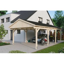 Skan Holz Einzelcarport SKANHOLZ, beige, Carports, "Fichtelberg", mit schwarzen Schindeln
