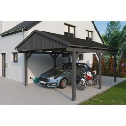 Skan Holz Einzelcarport SKANHOLZ, grau, Carports, "Fichtelberg", mit schwarzen Schindeln