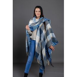 Damen XXL-Schal "Bella", blau, Basic, Collezione Alessandro, kariert, Polyacryl, Modet&uuml;cher, Made in Italy