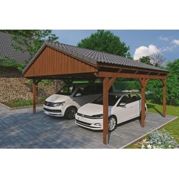 Skan Holz Doppelcarport SKANHOLZ, braun, Carports, "Fichtelberg", mit Dachlattung