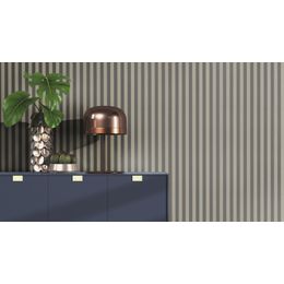 rasch Vinyltapete "Vliestapete Trianon XIII mit Streifen", B/L: 53mm x 10,05mm, Rollen:schwarz, gold, Tapeten, Streifen