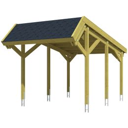 Skan Holz Einzelcarport SKANHOLZ, gr&uuml;n, Carports, "Harz", mit schwarzen Schindeln