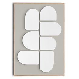 Wandbild Reinders, B:70cm H:100cm T:3cm, wei&szlig;, Wohnzimmer, Bilder, "Abstract lichtgrijs met wit", Home Office - Wei&szlig; - MDF - Abstrakt - 70x100 cm