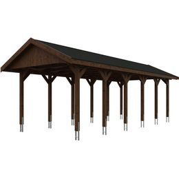 Skan Holz Einzelcarport SKANHOLZ, braun, Carports, "Wallgau", mit schwarzen Dachschindeln