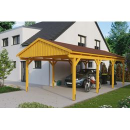 Skan Holz Einzelcarport SKANHOLZ, braun, Carports, "Fichtelberg", mit roten Schindeln