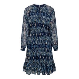 Only Damen Minikleid "ONLVIVA LIFE L/S LAYER DRESS PTM", blau, Gr. S, bedruckt, gemustert, Web, Obermaterial: 100% Polyester, Kleider, Sommerkleid