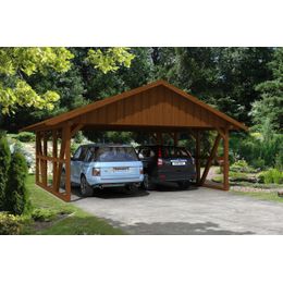 Skan Holz Doppelcarport SKANHOLZ, braun, Carports, "Schwarzwald", mit Dachschalung