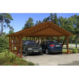 Skan Holz Doppelcarport SKANHOLZ, braun, Carports, "Schwarzwald", mit Dachlattung