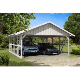 Skan Holz Doppelcarport SKANHOLZ, wei&szlig;, Carports, "Schwarzwald", mit Dachschalung