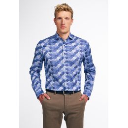 Eterna Herren Langarmhemd "SLIM FIT", blau, Gr. 42, Satin, 100% Baumwolle, Hemden, NON IRON (b&uuml;gelfrei)