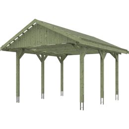 Skan Holz Einzelcarport SKANHOLZ, gr&uuml;n, Carports, "Wallgau", mit Dachlattung