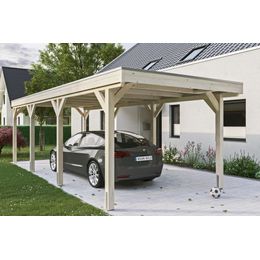 Skan Holz Einzelcarport SKANHOLZ, beige, Carports, "Grunewald", mit Aluminiumdach
