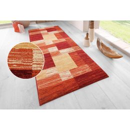 L&auml;ufer my home, B:90cm H:8mm L:250cm, rot, Kunstfaser, Flur, Teppiche, "Melvin", sch&ouml;n weich, Kurzflor Teppichl&auml;ufer, Br&uuml;cke, Karo-Muster