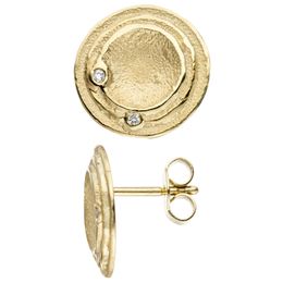 Jobo Damen Paar Ohrstecker "Ohrringe Goldohrringe rund 14 mm", 13,9mm, SI = kleine Einschl&uuml;sse, Diamanten Gelbgold 585gelbgold 585, Diamanten,