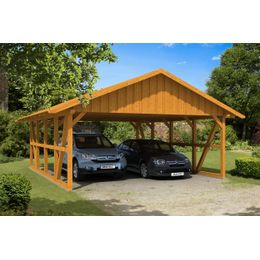 Skan Holz Doppelcarport SKANHOLZ, braun, Carports, "Schwarzwald", mit Dachschalung