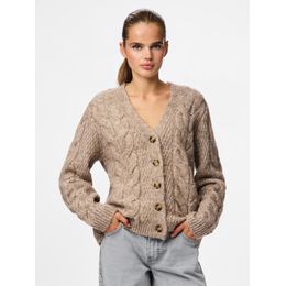 Pieces Damen Strickjacke "PCNINA LS V-NECK KNIT CARDIGAN NOOS BC", beige, Gr. XS, unifarben, Strick, Obermaterial: 82% Polyester, 14% Polyacryl, 4%