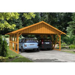 Skan Holz Doppelcarport SKANHOLZ, braun, Carports, "Schwarzwald", mit Dachschalung