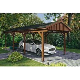 Skan Holz Einzelcarport SKANHOLZ, braun, Carports, "Fichtelberg", mit schwarzen Schindeln