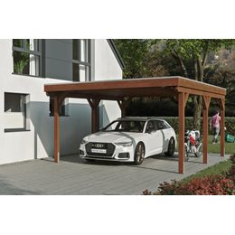 Skan Holz Einzelcarport SKANHOLZ, braun, Carports, "Grunewald", mit Aluminiumdach