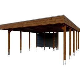 Skan Holz Doppelcarport SKANHOLZ, braun, Carports, "Friesland Set 14"