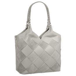 Samantha Look Damen Shopper, grau, Leder, Taschen, echt Leder, Made in Italy