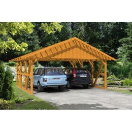 Skan Holz Doppelcarport SKANHOLZ, braun, Carports, "Schwarzwald", 684x600cm, mit Dachlattung