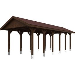 Skan Holz Einzelcarport SKANHOLZ, braun, Carports, "Wallgau", mit roten Dachschindeln