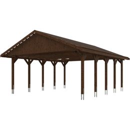 Skan Holz Doppelcarport SKANHOLZ, braun, Carports, "Wallgau", mit Dachlattung