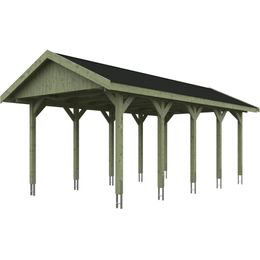 Skan Holz Einzelcarport SKANHOLZ, gr&uuml;n, Carports, "Wallgau", mit schwarzen Dachschindeln