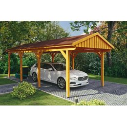 Skan Holz Einzelcarport SKANHOLZ, braun, Carports, "Fichtelberg", mit roten Schindeln