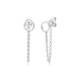Elli Damen Paar Ohrh&auml;nger "Stecker Kreis mit Kette 925 Silber", onesize, ohne Stein, Silber 925 (Sterlingsilber), silber, Silber 925
