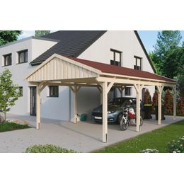 Skan Holz Einzelcarport SKANHOLZ, beige, Carports, "Fichtelberg", mit roten Schindeln