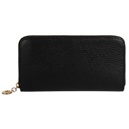 CLUTY Damen Geldb&ouml;rse, schwarz, Leder, leicht gl&auml;nzend, unifarben, Kleinlederwaren, echt Leder, Made in Italy