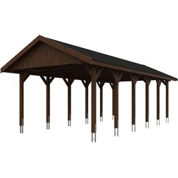 Skan Holz Einzelcarport SKANHOLZ, braun, Carports, "Wallgau", mit schwarzen Dachschindeln