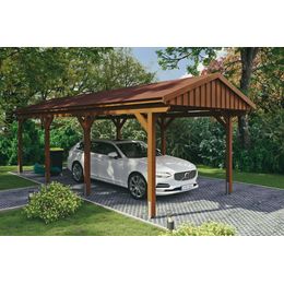 Skan Holz Einzelcarport SKANHOLZ, braun, Carports, "Fichtelberg", mit roten Schindeln