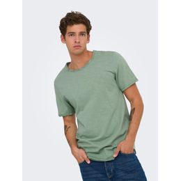 Only & Sons ONLY & SONS Herren Rundhalsshirt "ONSBENNE LONGY SS TEE NF 7822 NOOS", gr&uuml;n, Gr. S, unifarben, Single Jersey, Obermaterial: 100% Baumwolle, Shirts
