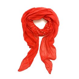 Damen Modeschal "Vera", rot, Basic, Collezione Alessandro, gepunktet, Baumwolle, Modet&uuml;cher, mit h&uuml;bschen P&uuml;nktchen in verschiedenen Gr&ouml;&szlig;en