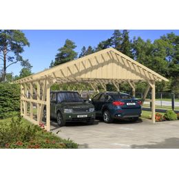 Skan Holz Doppelcarport SKANHOLZ, beige, Carports, "Schwarzwald", mit Dachlattung