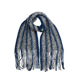 Damen Strickschal "Grobstrick"blau, Basic, Collezione Alessandro, unifarben, Polyacryl, Modet&uuml;cher, kuschelweich, Made in Italy, bicolor
