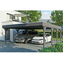 Skan Holz Doppelcarport SKANHOLZ, grau, Carports, "Grunewald", mit EPDM-Dach