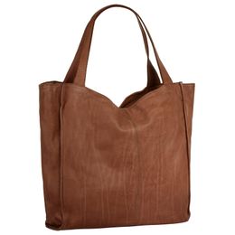 Samantha Look Damen Shopper, braun, Leder, leicht gl&auml;nzend, unifarben, Taschen, echt Leder, Made in Italy