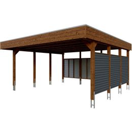 Skan Holz Doppelcarport SKANHOLZ, braun, Carports, "Friesland Set 13"